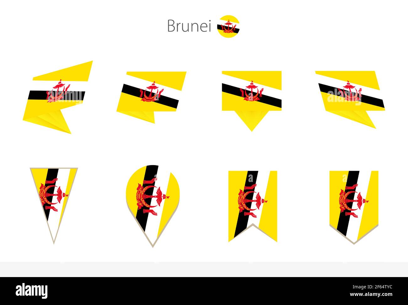 Brunei national flag collection, eight versions of Brunei vector flags ...