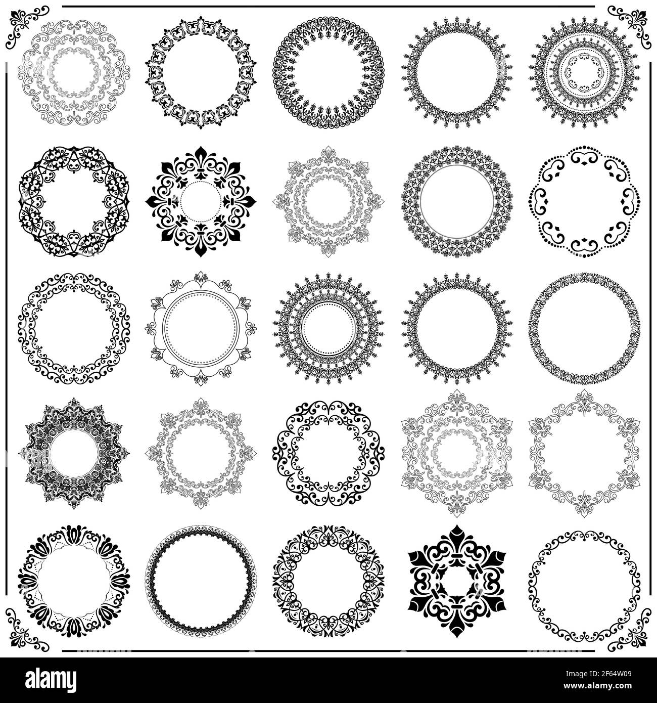 Vintage Set of Round Elements Stock Photo - Alamy