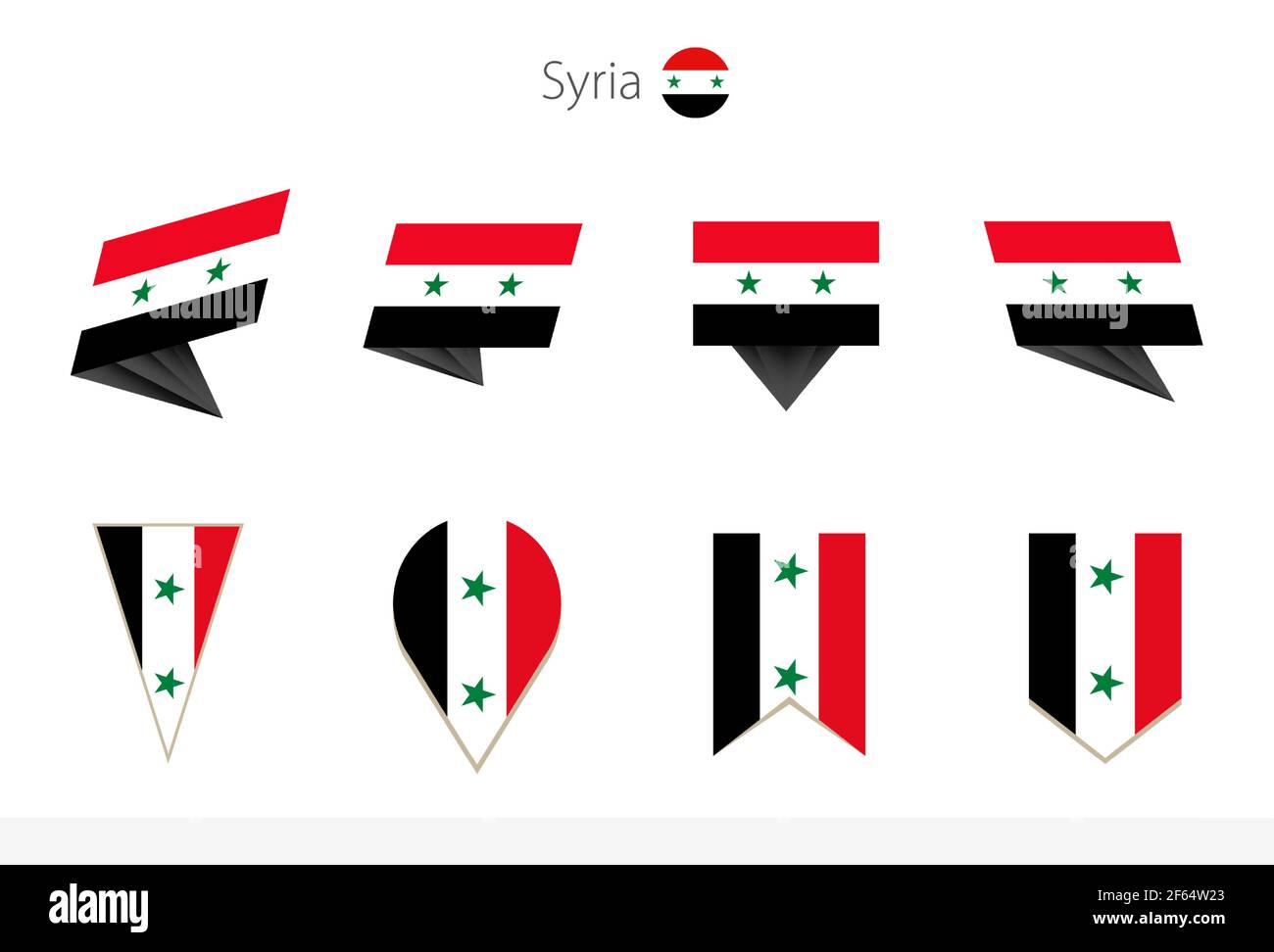 Syria national flag collection, eight versions of Syria vector flags ...