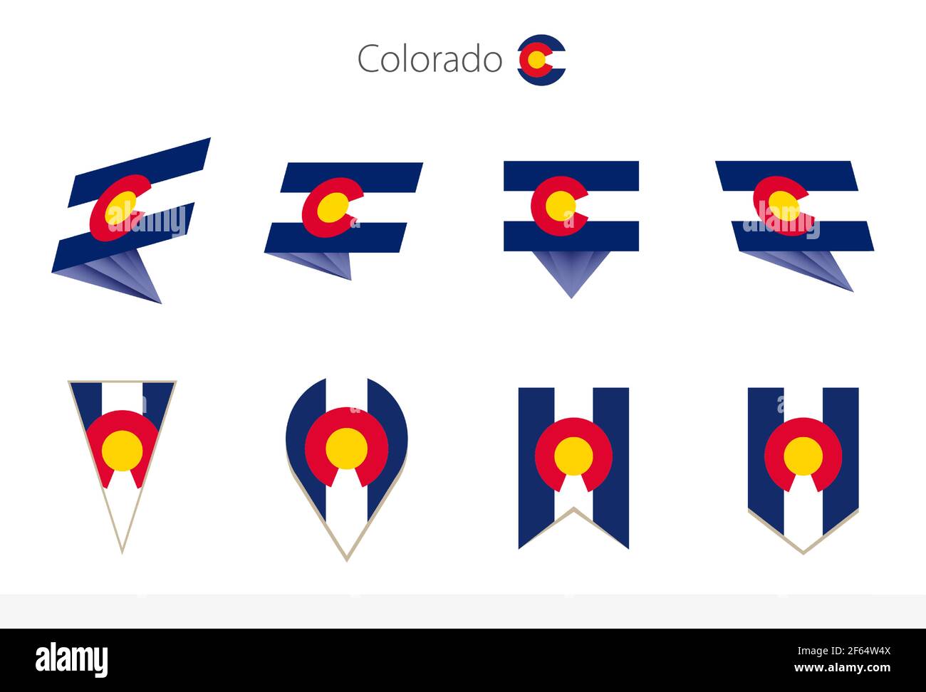 Colorado US State flag collection, eight versions of Colorado vector ...