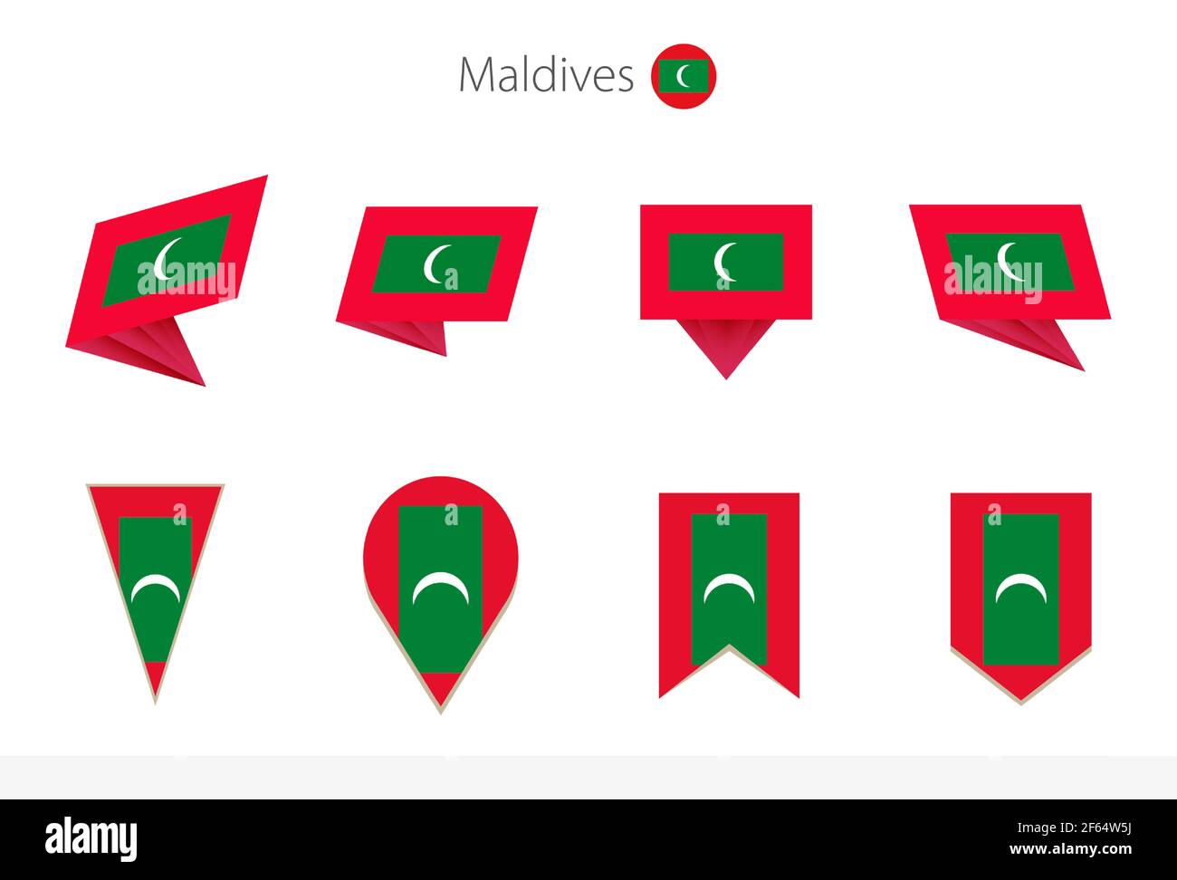 Maldives national flag collection, eight versions of Maldives vector ...