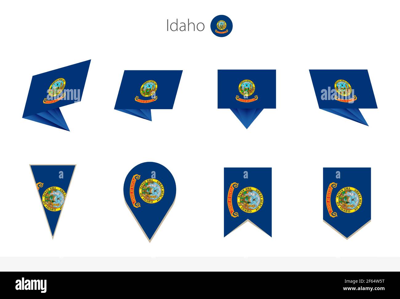 Idaho US State flag collection, eight versions of Idaho vector flags ...