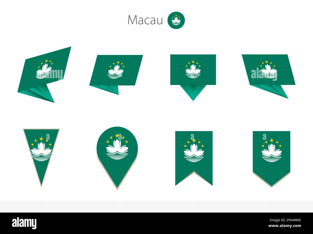 Macau national flag collection, eight versions of Macau vector flags ...