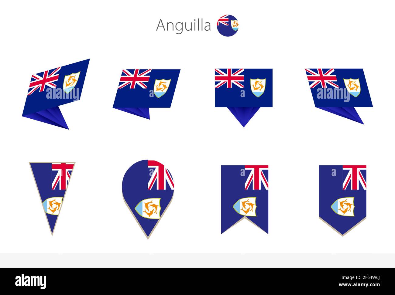 Anguilla national flag collection, eight versions of Anguilla vector ...