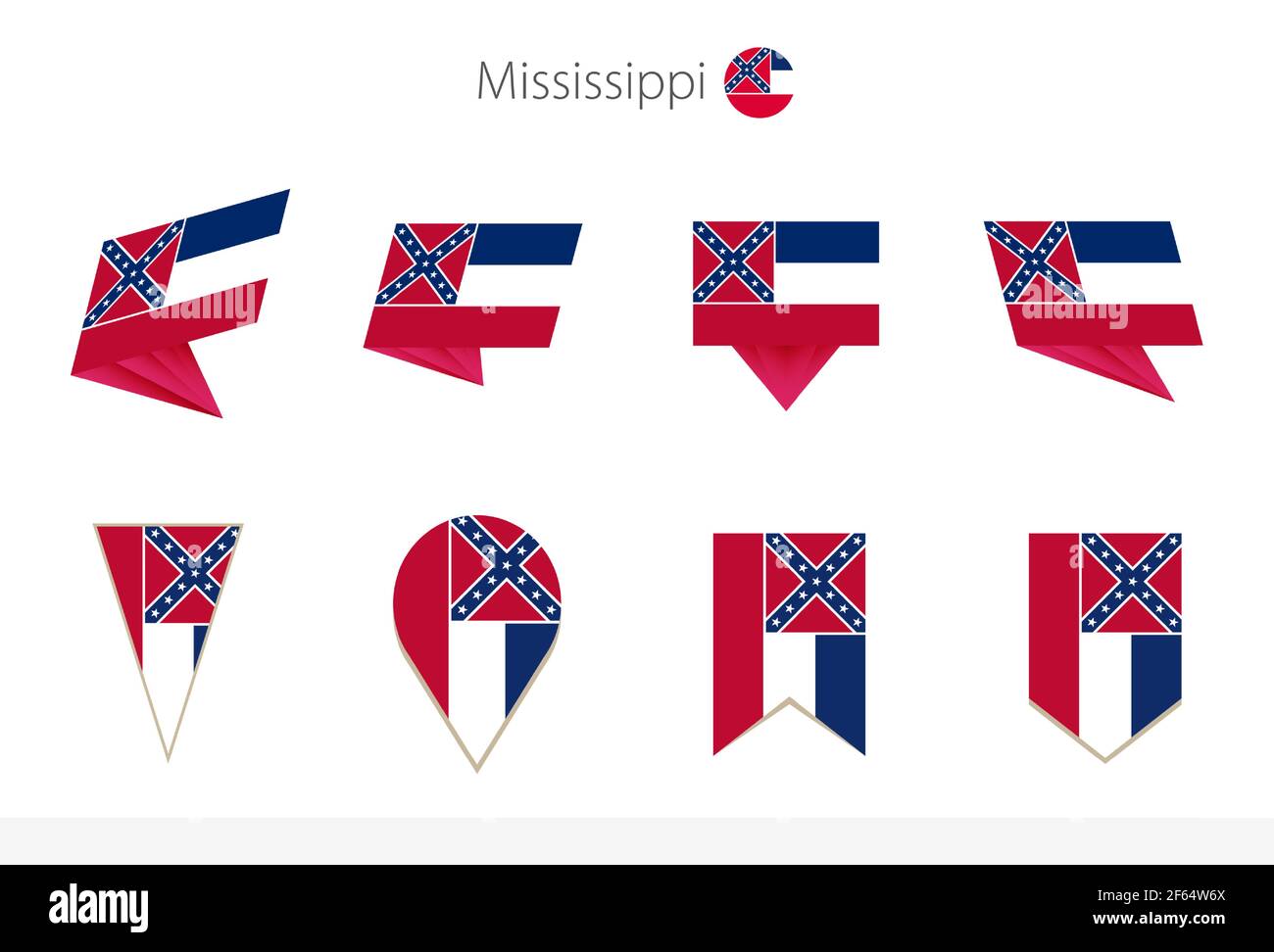 Mississippi US State flag collection, eight versions of Mississippi ...