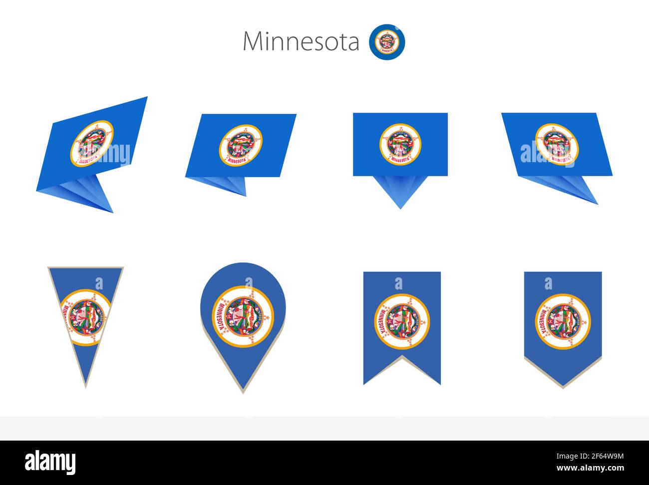 Minnesota US State flag collection, eight versions of Minnesota vector ...