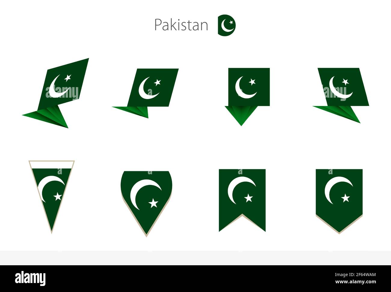 Pakistan national flag collection, eight versions of Pakistan vector ...