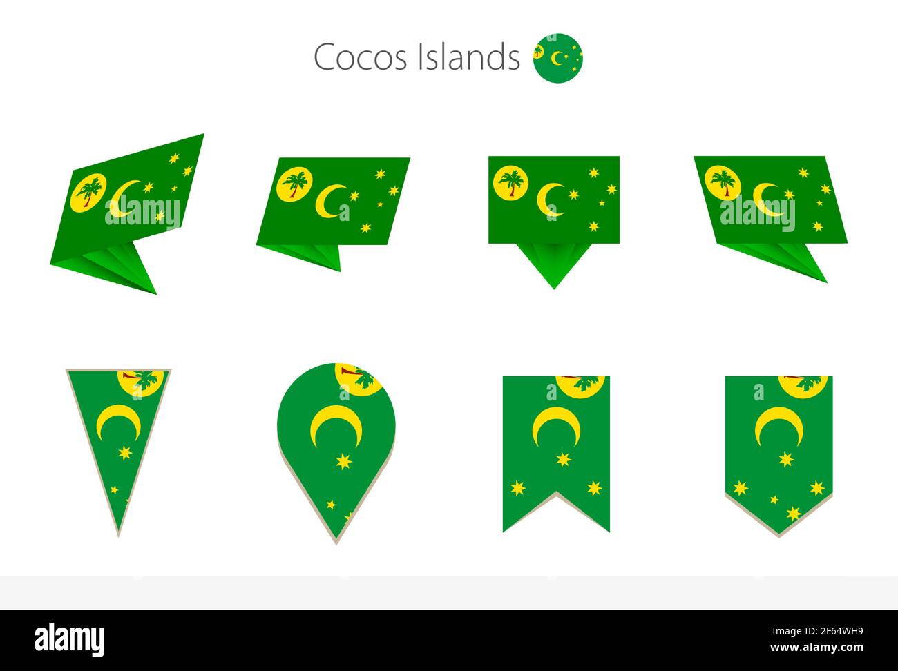 Cocos Islands national flag collection, eight versions of Cocos Islands ...