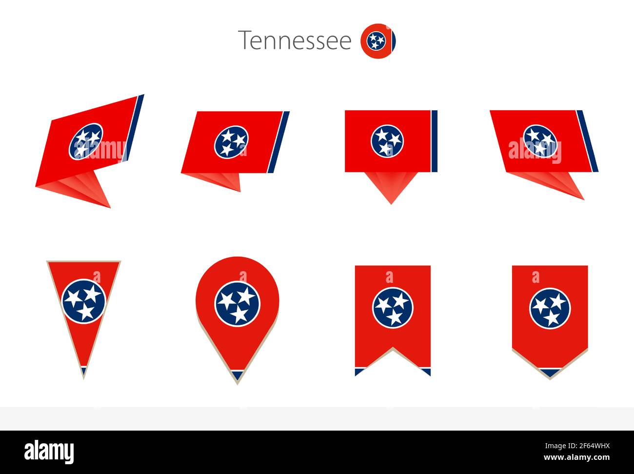 Tennessee US State flag collection, eight versions of Tennessee vector ...