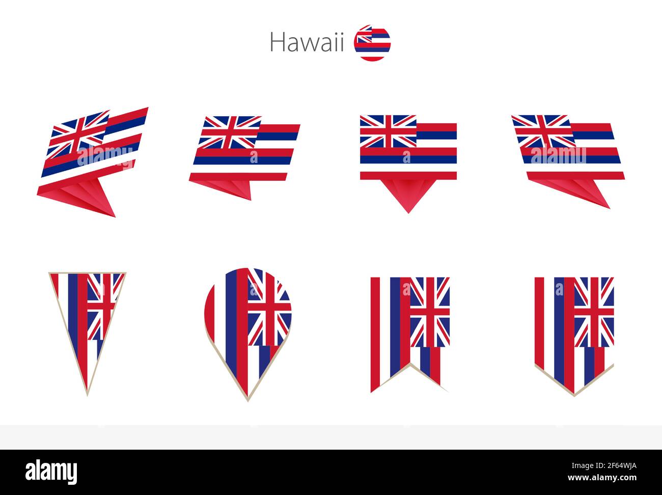 Hawaii US State flag collection, eight versions of Hawaii vector flags ...
