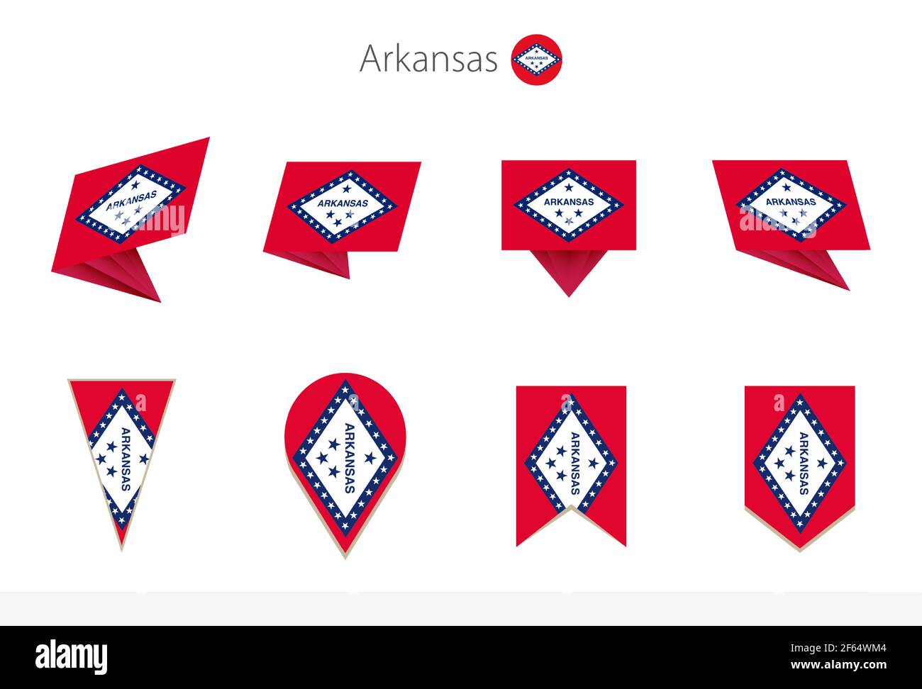 Arkansas US State flag collection, eight versions of Arkansas vector ...