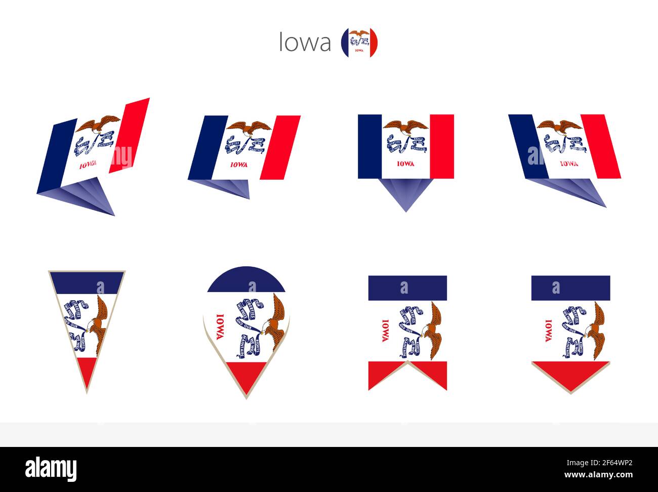 Iowa US State flag collection, eight versions of Iowa vector flags ...