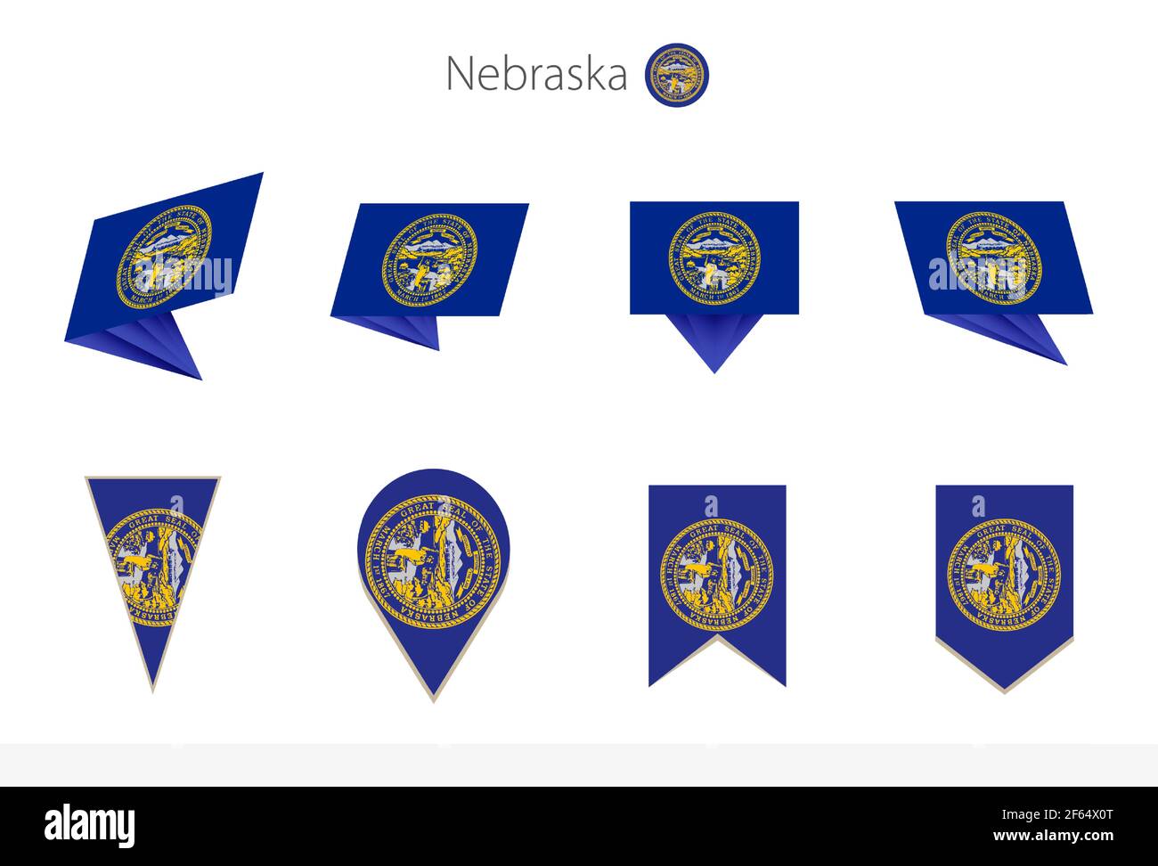 Nebraska US State flag collection, eight versions of Nebraska vector ...