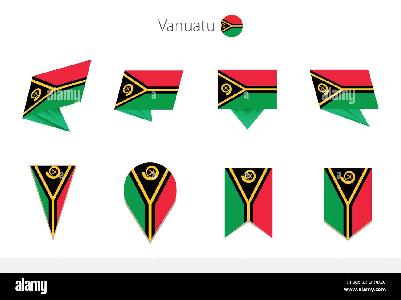 Vanuatu national flag collection, eight versions of Vanuatu vector flags. Vector illustration ...
