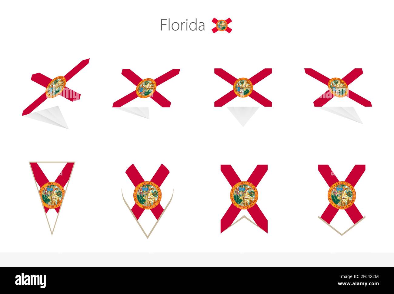 Florida US State flag collection, eight versions of Florida vector ...