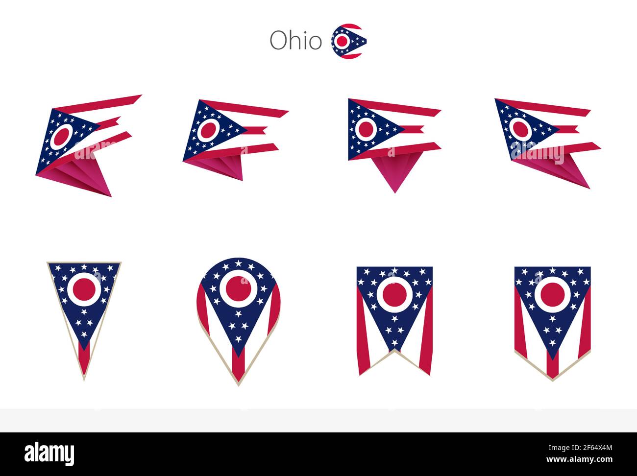 Ohio US State flag collection, eight versions of Ohio vector flags ...