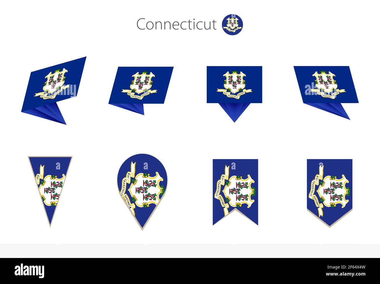 Connecticut US State flag collection, eight versions of Connecticut ...