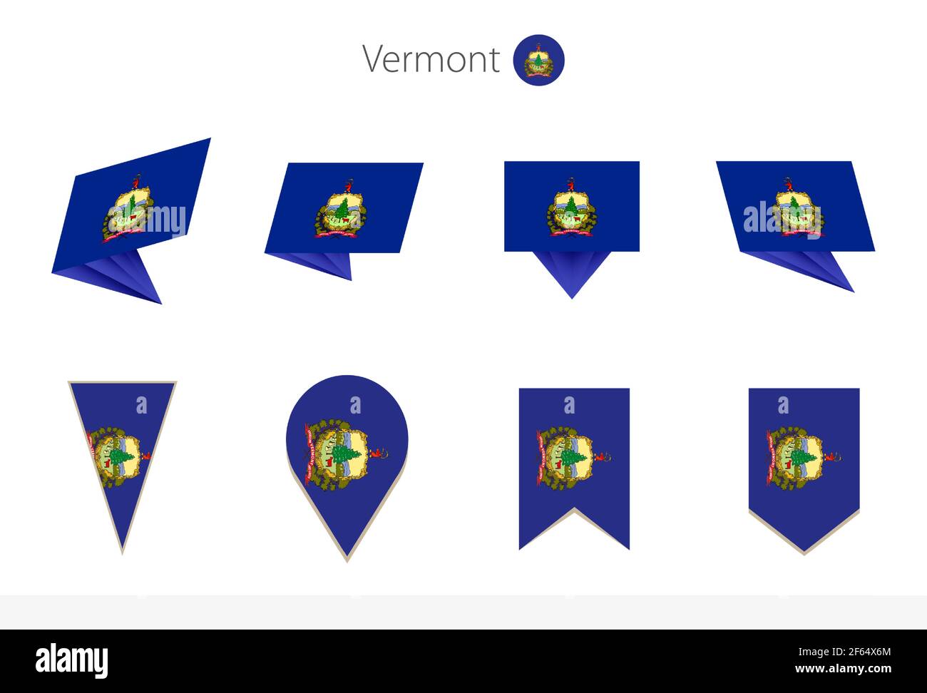 Vermont US State flag collection, eight versions of Vermont vector ...