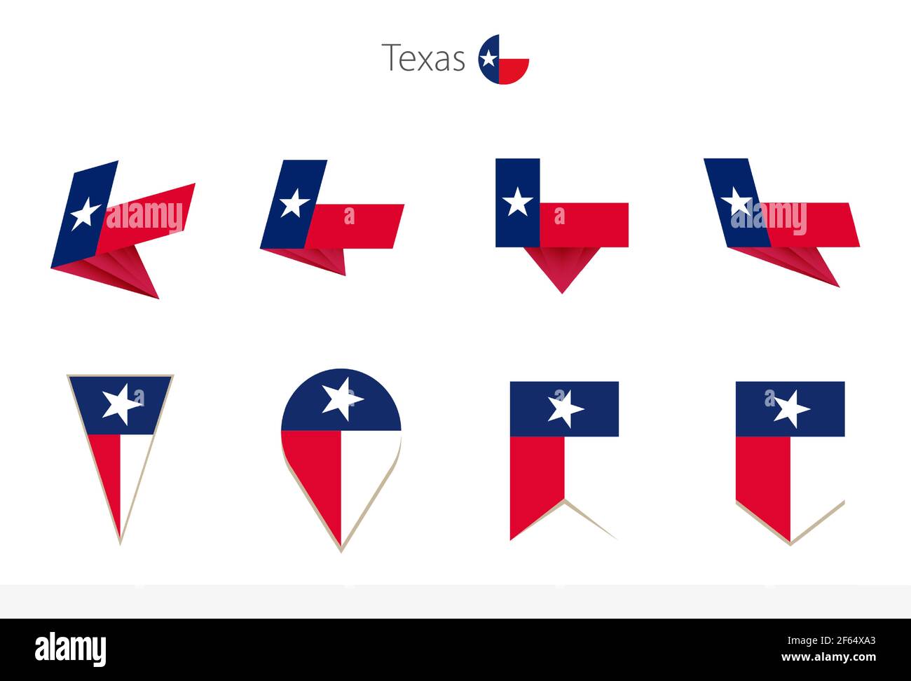 Texas US State flag collection, eight versions of Texas vector flags ...