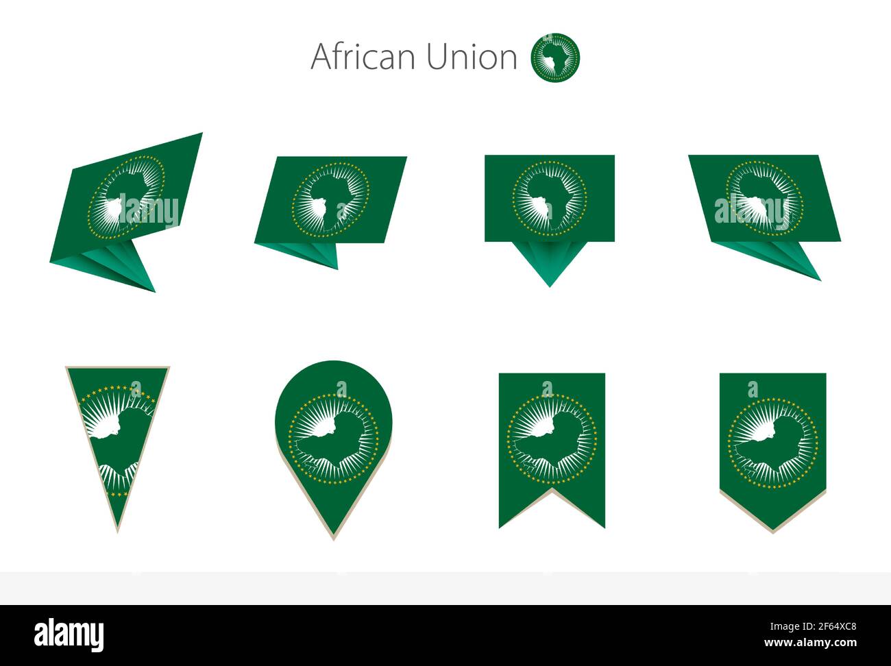 African Union national flag collection, eight versions of African Union ...