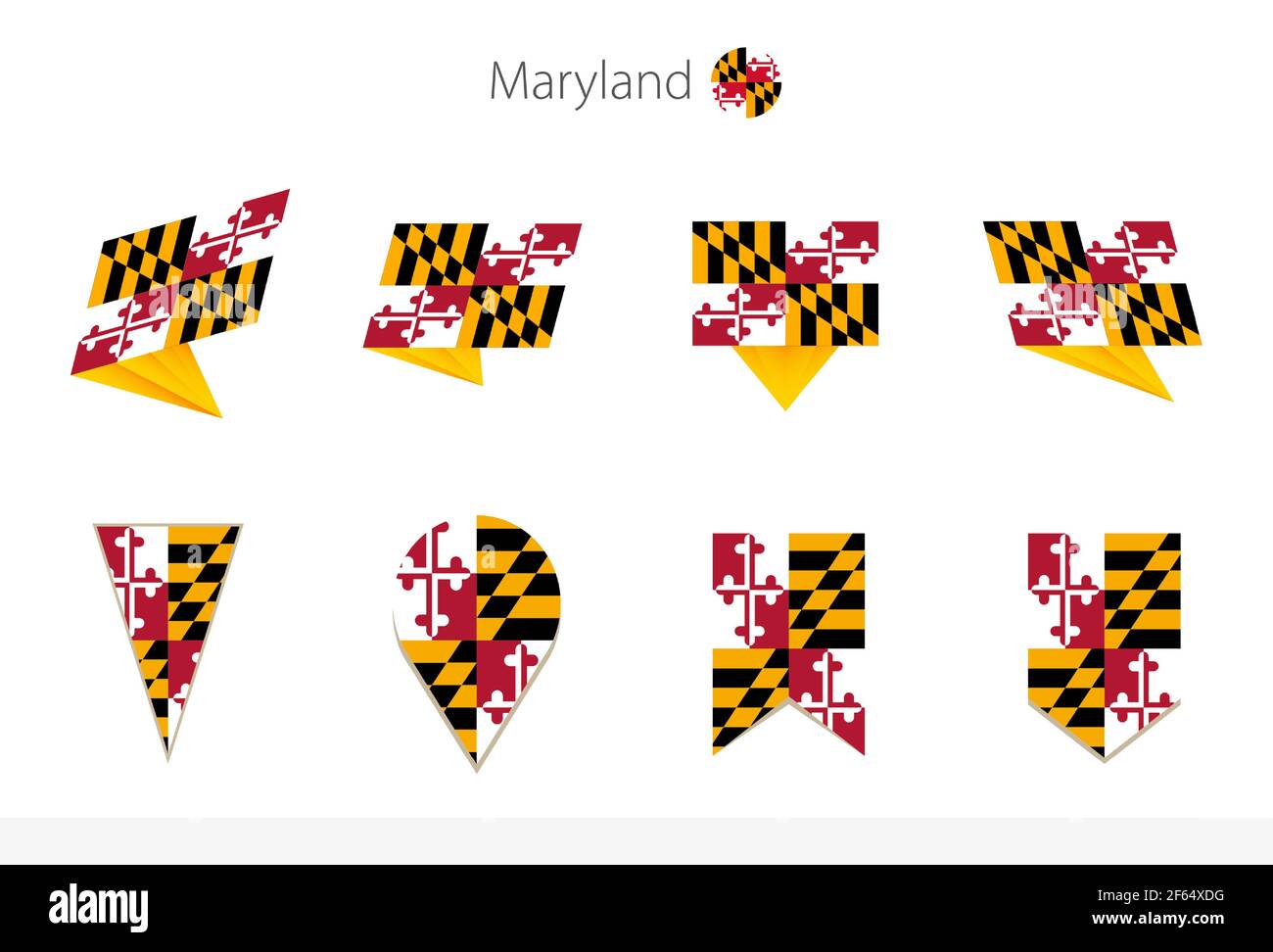 Maryland US State flag collection, eight versions of Maryland vector ...