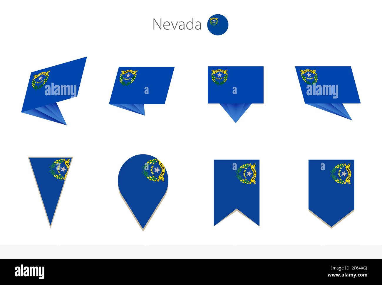 Nevada US State flag collection, eight versions of Nevada vector flags ...