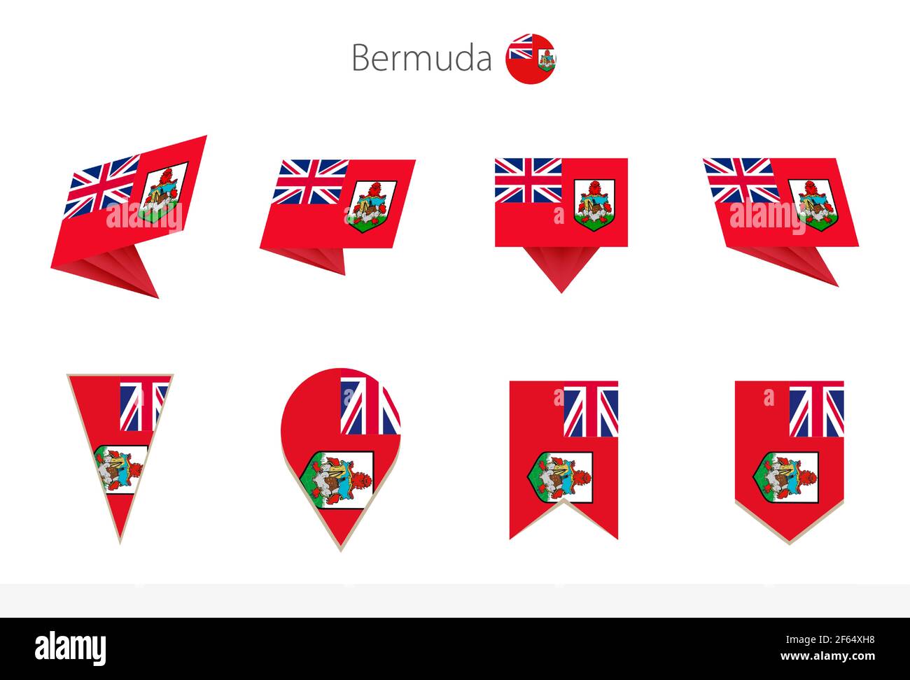 Bermuda national flag collection, eight versions of Bermuda vector ...