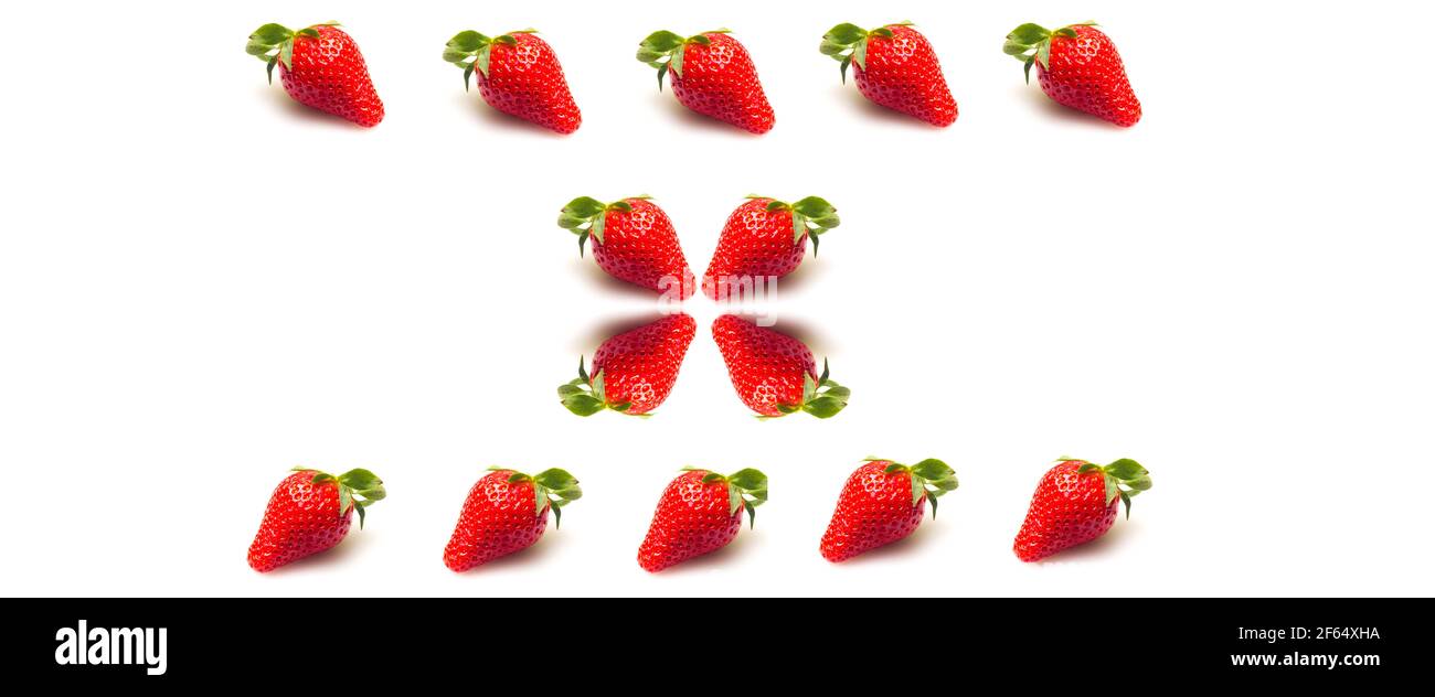 Close-ups of seasonal strawberries on white background. Strawberries ...