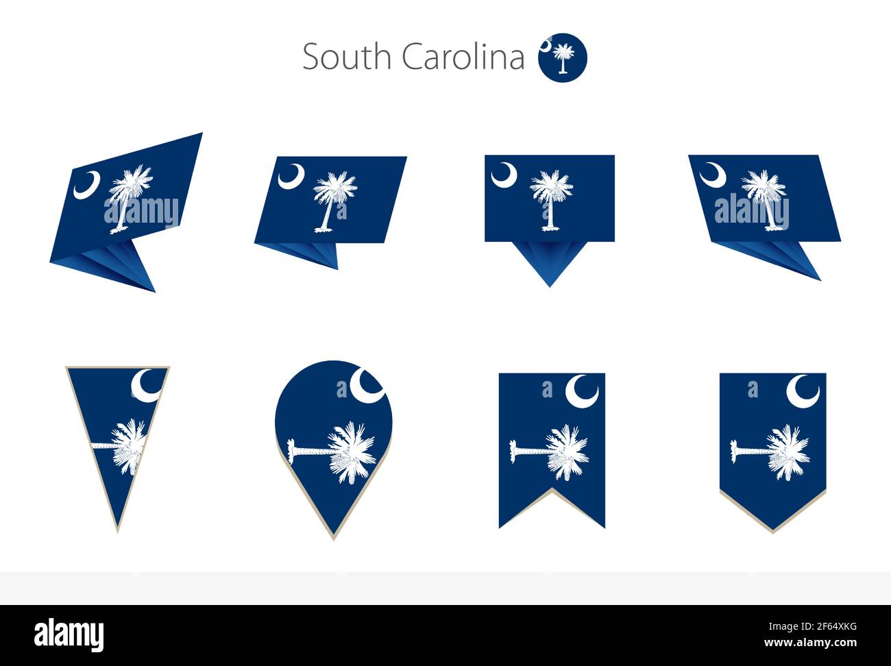 South Carolina US State flag collection, eight versions of South ...