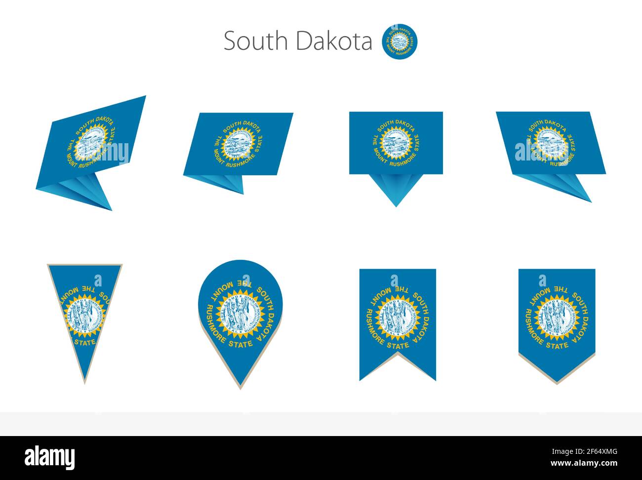 South Dakota US State flag collection, eight versions of South Dakota ...