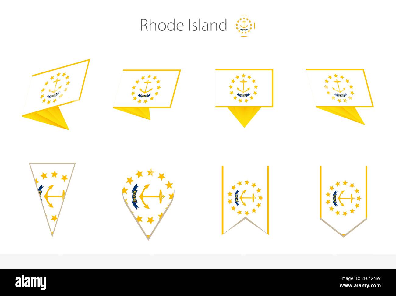 Rhode Island US State flag collection, eight versions of Rhode Island ...