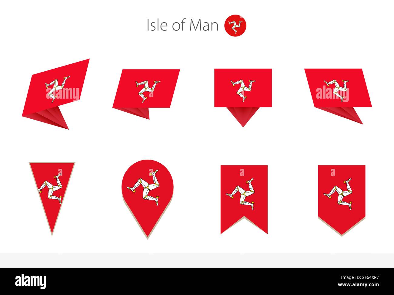 Isle of Man national flag collection, eight versions of Isle of Man ...