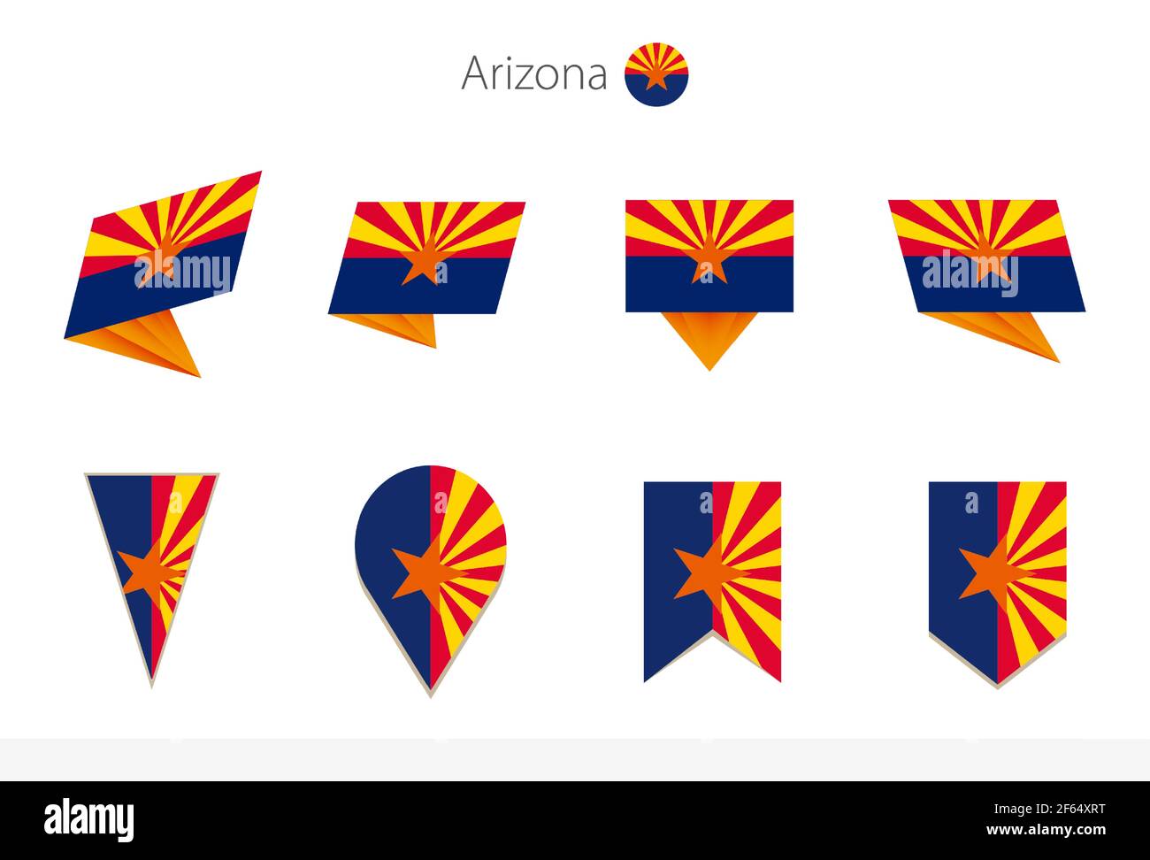 Arizona US State flag collection, eight versions of Arizona vector ...