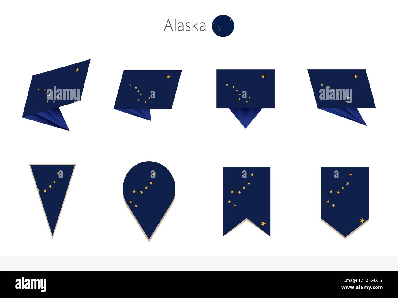 Alaska US State flag collection, eight versions of Alaska vector flags ...