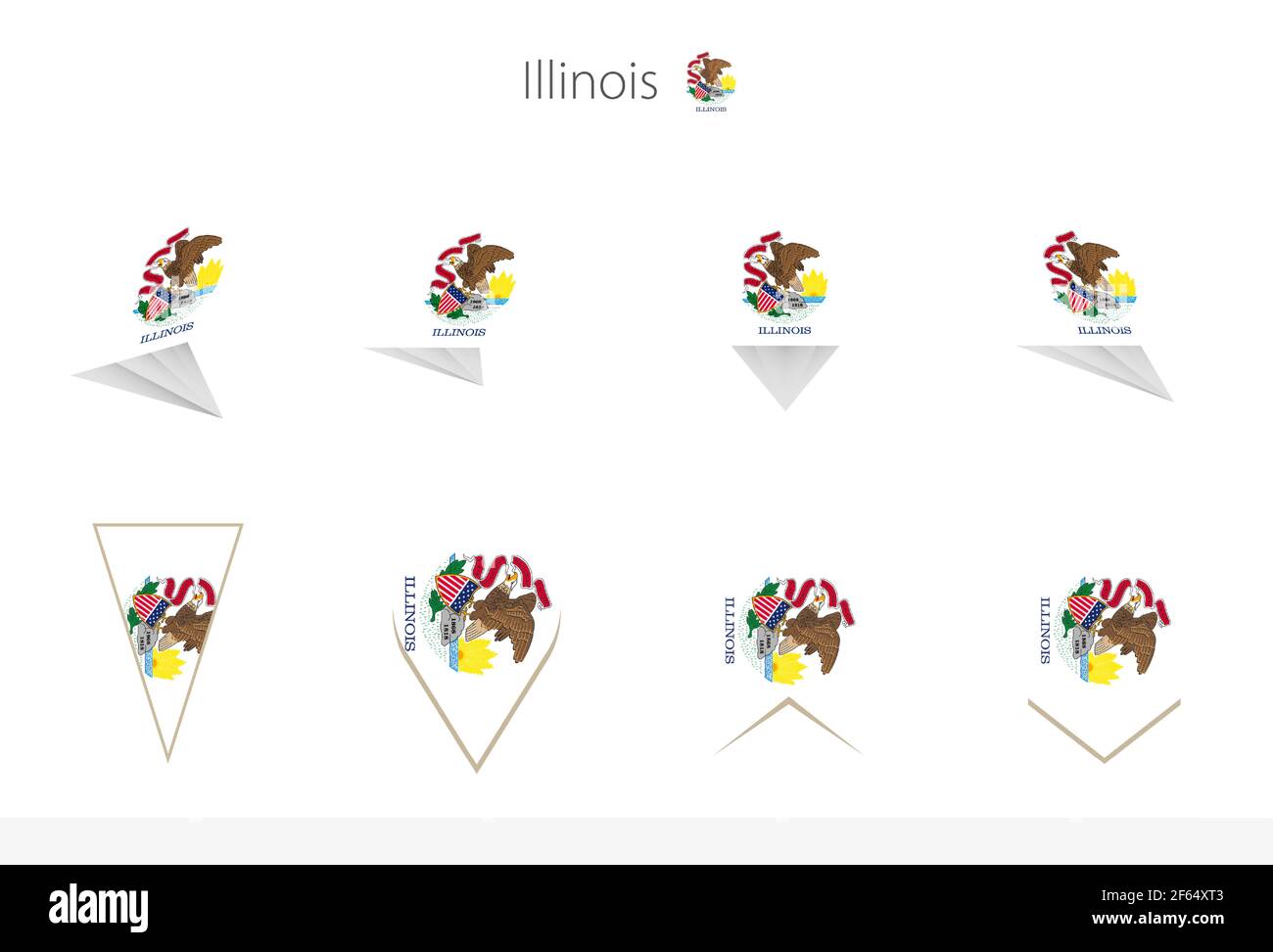 Illinois US State flag collection, eight versions of Illinois vector ...