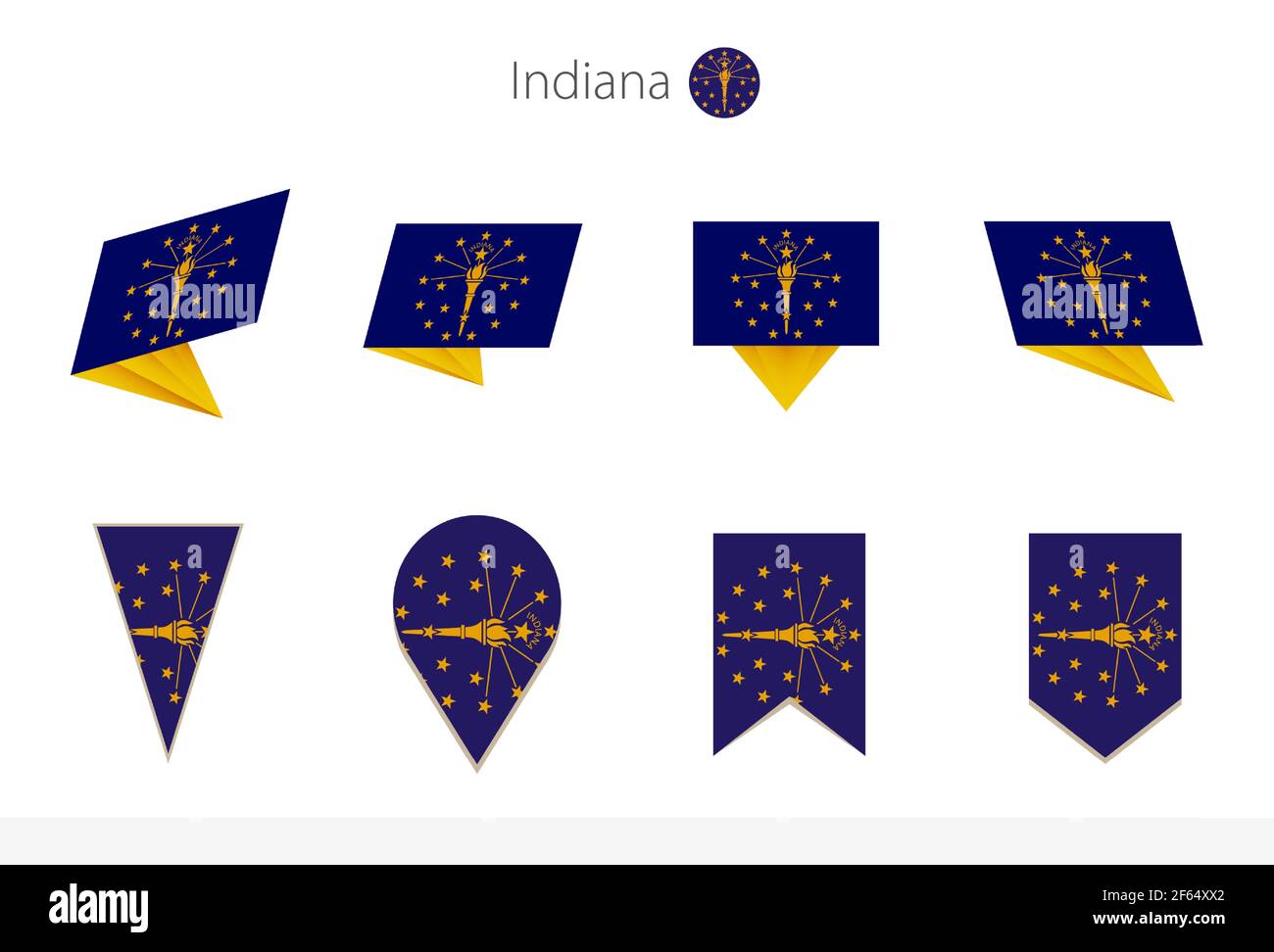 Indiana US State flag collection, eight versions of Indiana vector ...