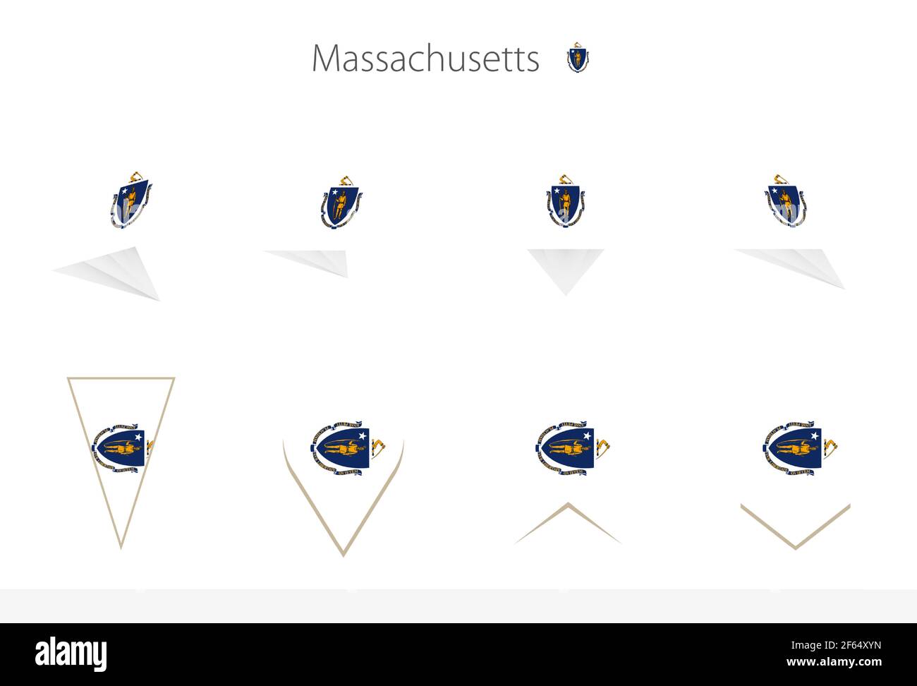 Massachusetts US State flag collection, eight versions of Massachusetts ...