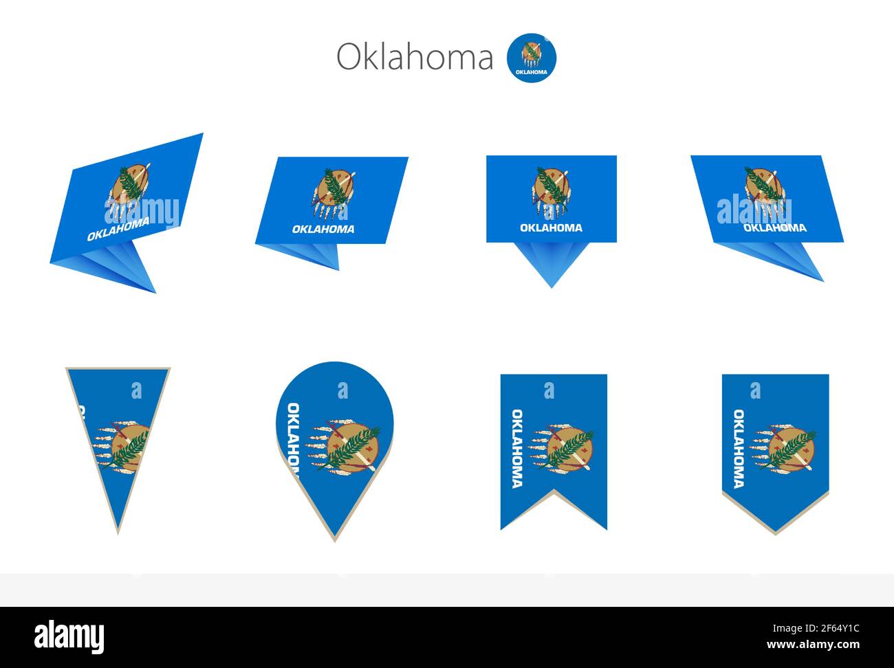 Oklahoma US State flag collection, eight versions of Oklahoma vector ...