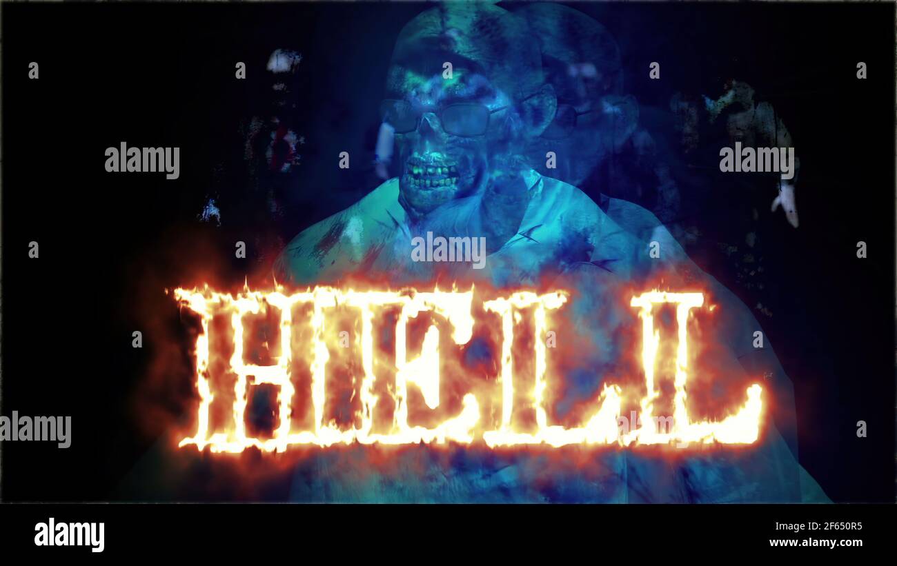 Fire burn text hell word hi-res stock photography and images - Alamy