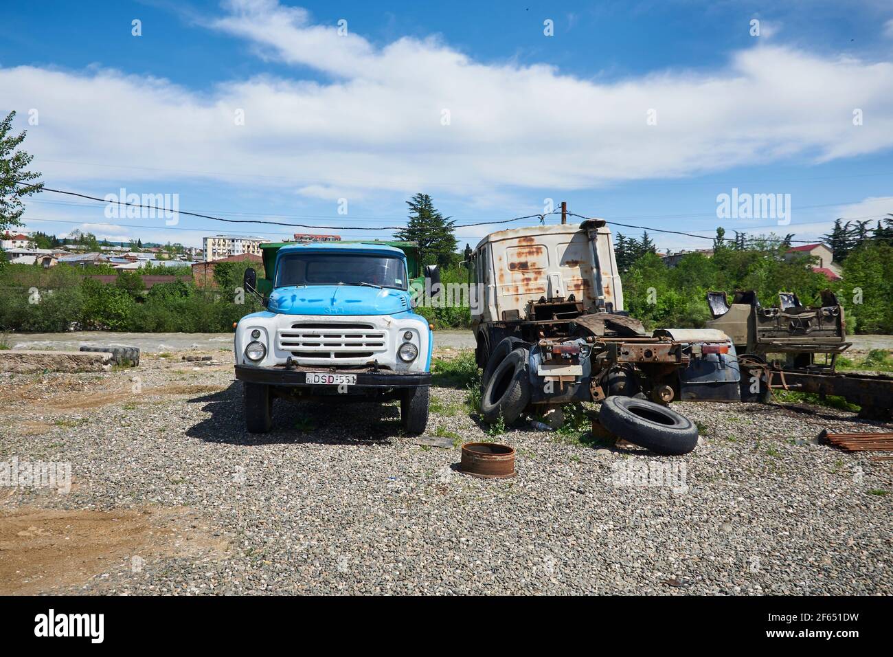 ZIL-130 - Old Soviet Russian medium-duty truck. Kutaisi. Georgia Stock ...