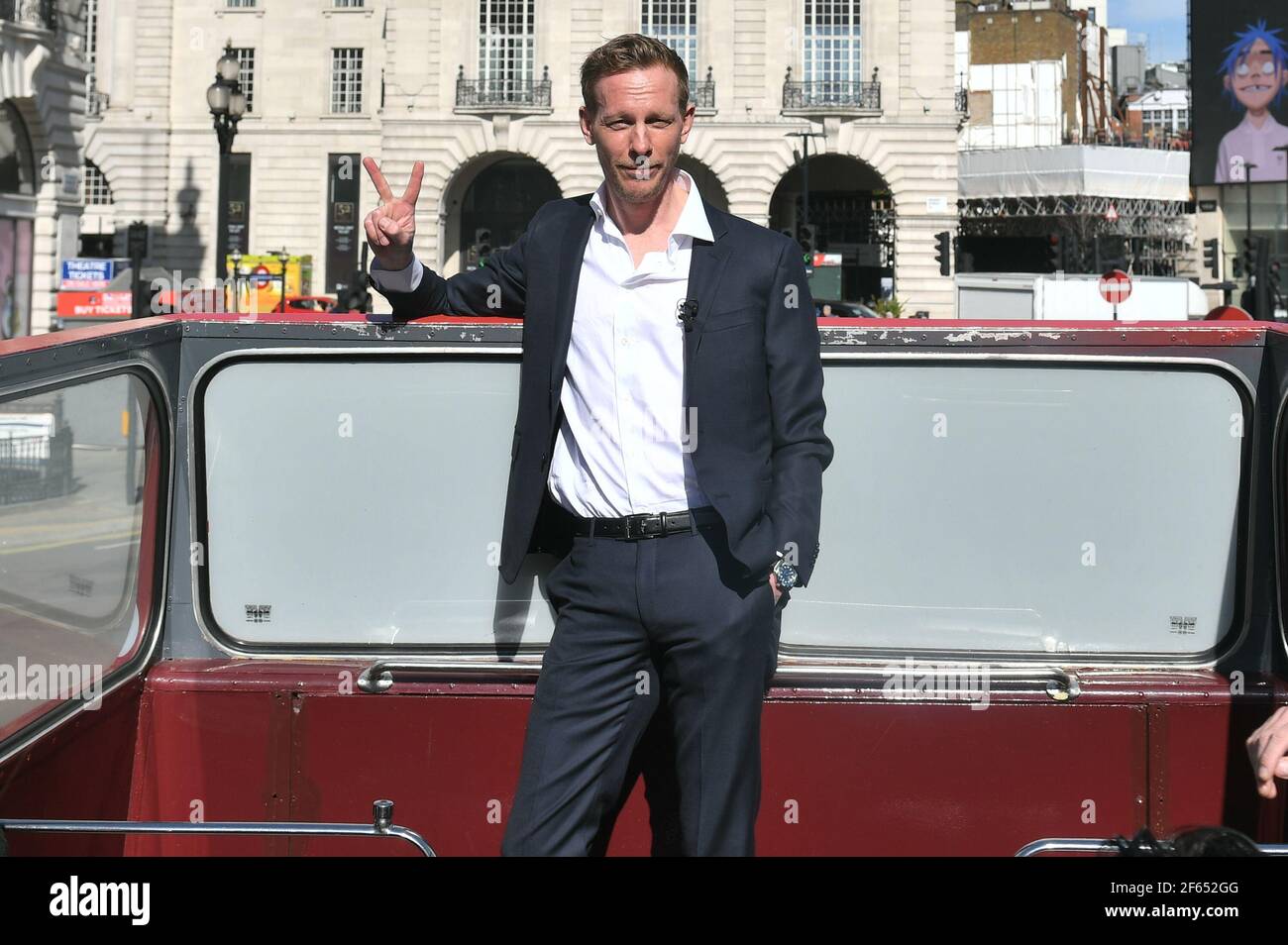 Leader of the Reclaim Party, Laurence Fox, on board his 'Free London ...