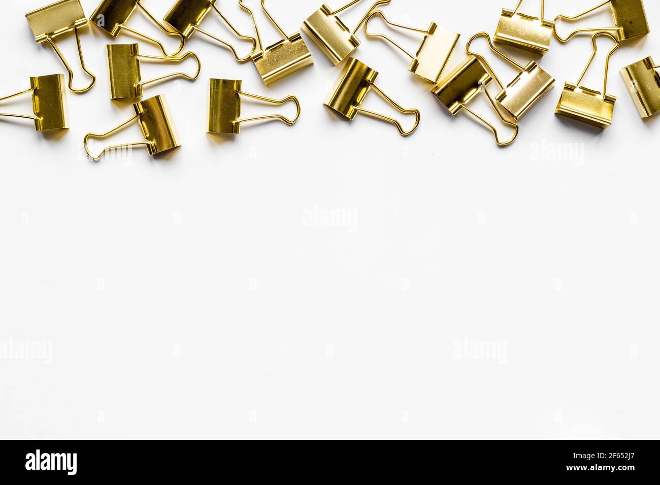 Stationery pattern, office supplies background. Paper binder clips top ...