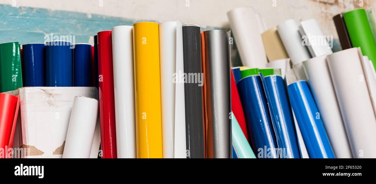 colored vinyl car wrapping or plotter cutting sticker film rolls. Film ...