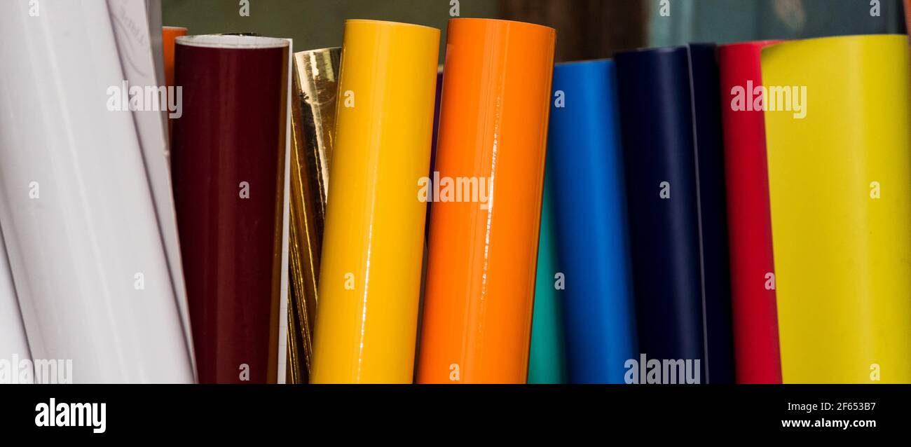 colored vinyl car wrapping or plotter cutting sticker film rolls. Film ...