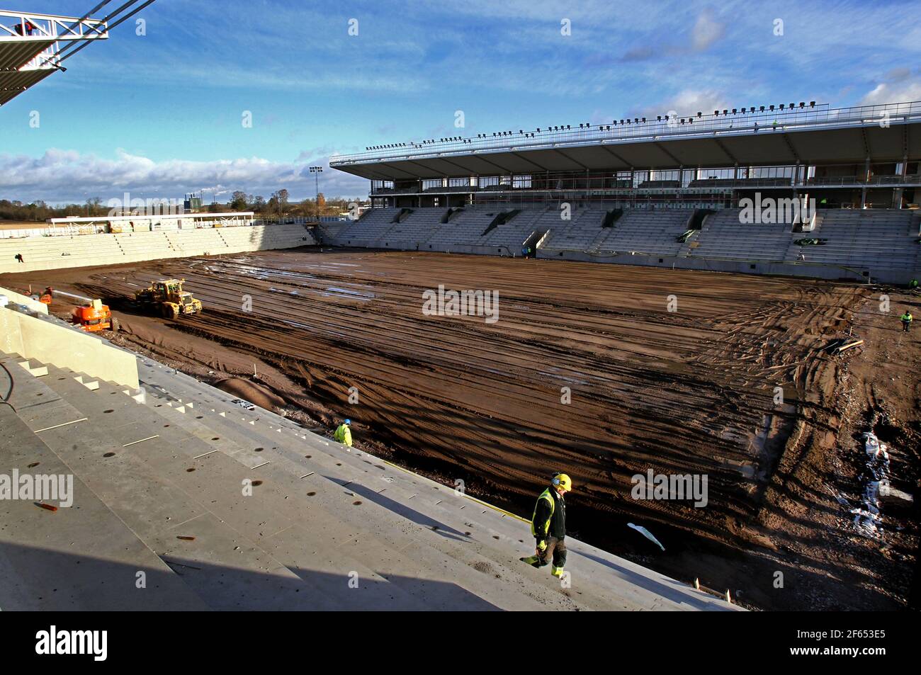 Construction of the new football arena, Linköping arena, in Linköping ...