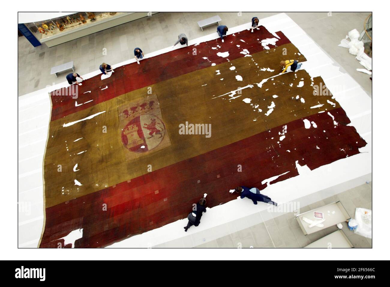 Huge Spanish flag captured by Nelson at the Battle of Trafalgar and ...