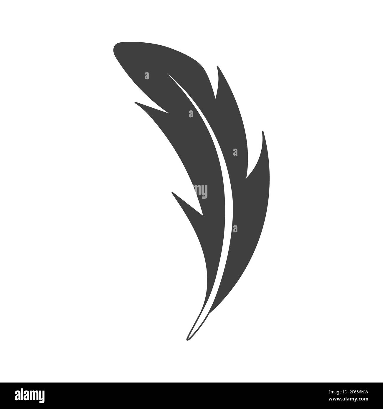 Feather flat icon. Pictogram for web. Line stroke. Isolated on white ...