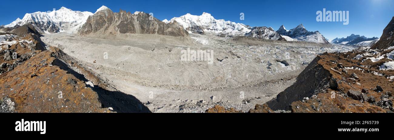 Panoramic view of mount Cho Oyu, one of the highest mountain in the ...