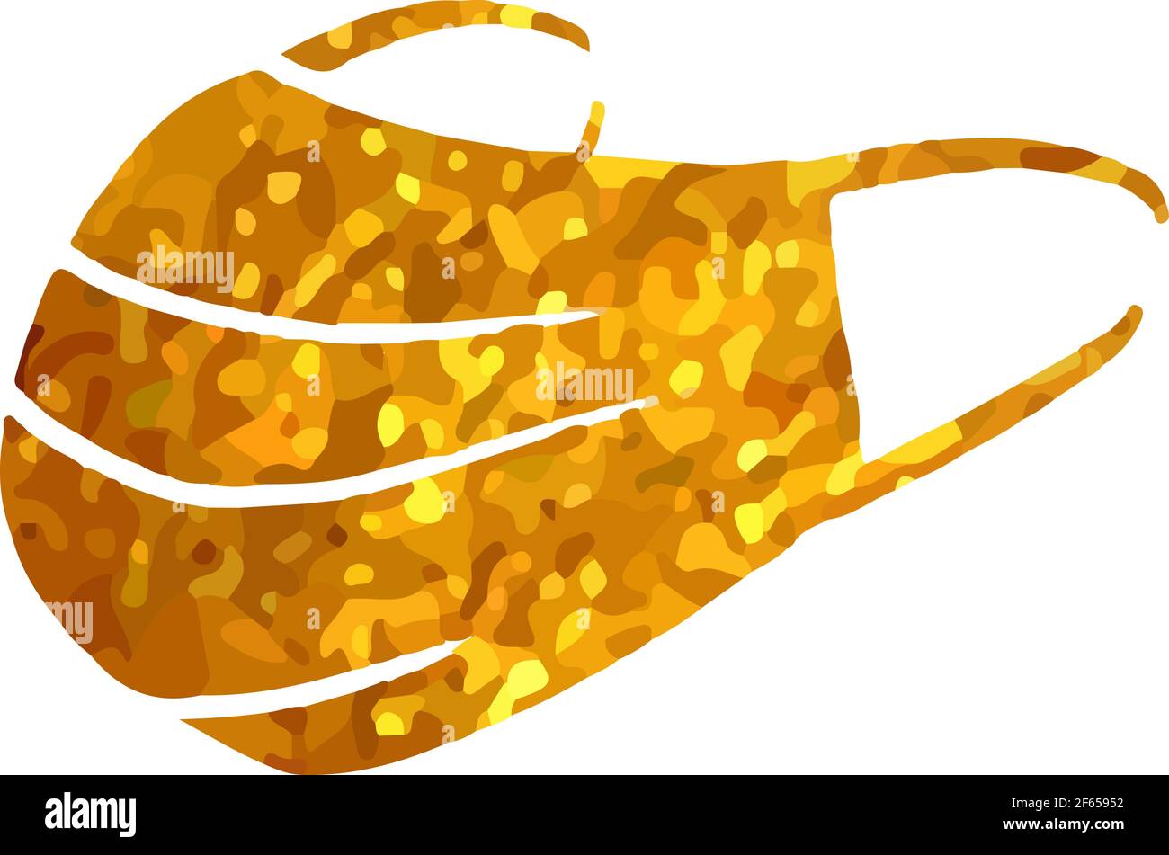 surgical mask icon in gold texture. hand drawn vector illustration ...