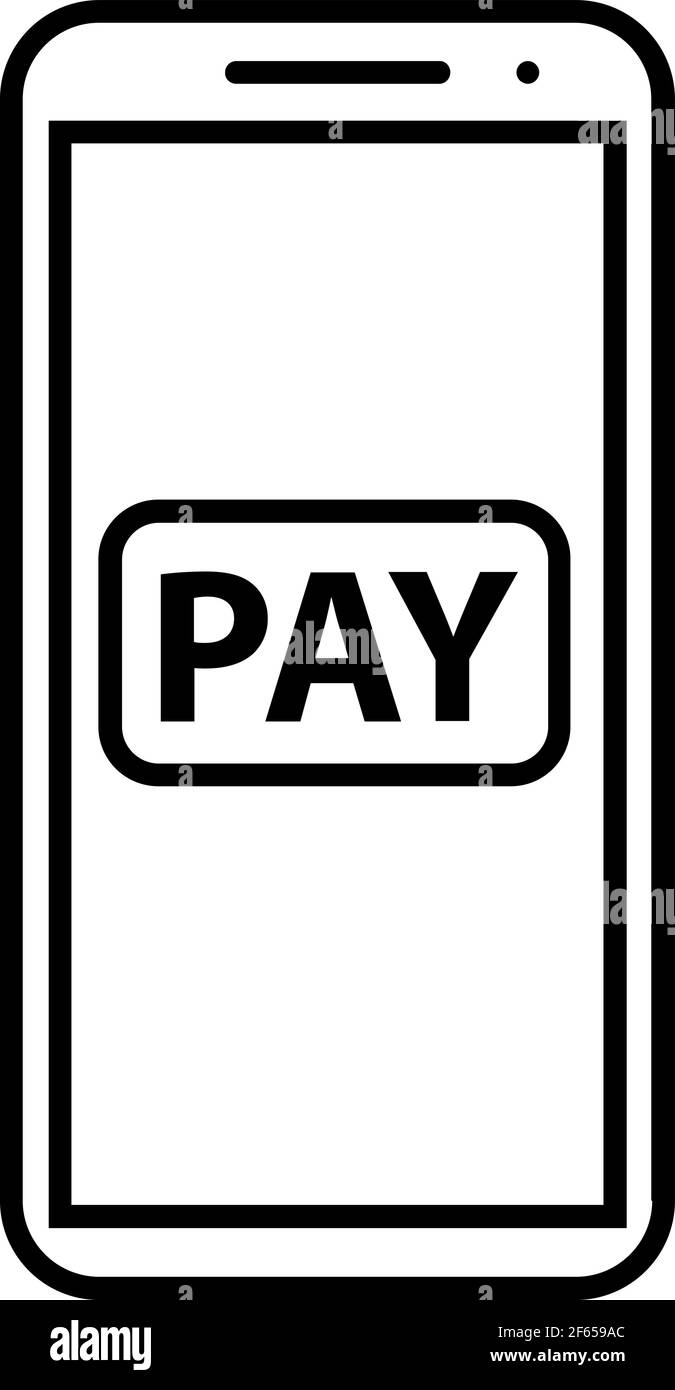Mobile payment icon in thin outline. Vector illustration Stock Vector ...